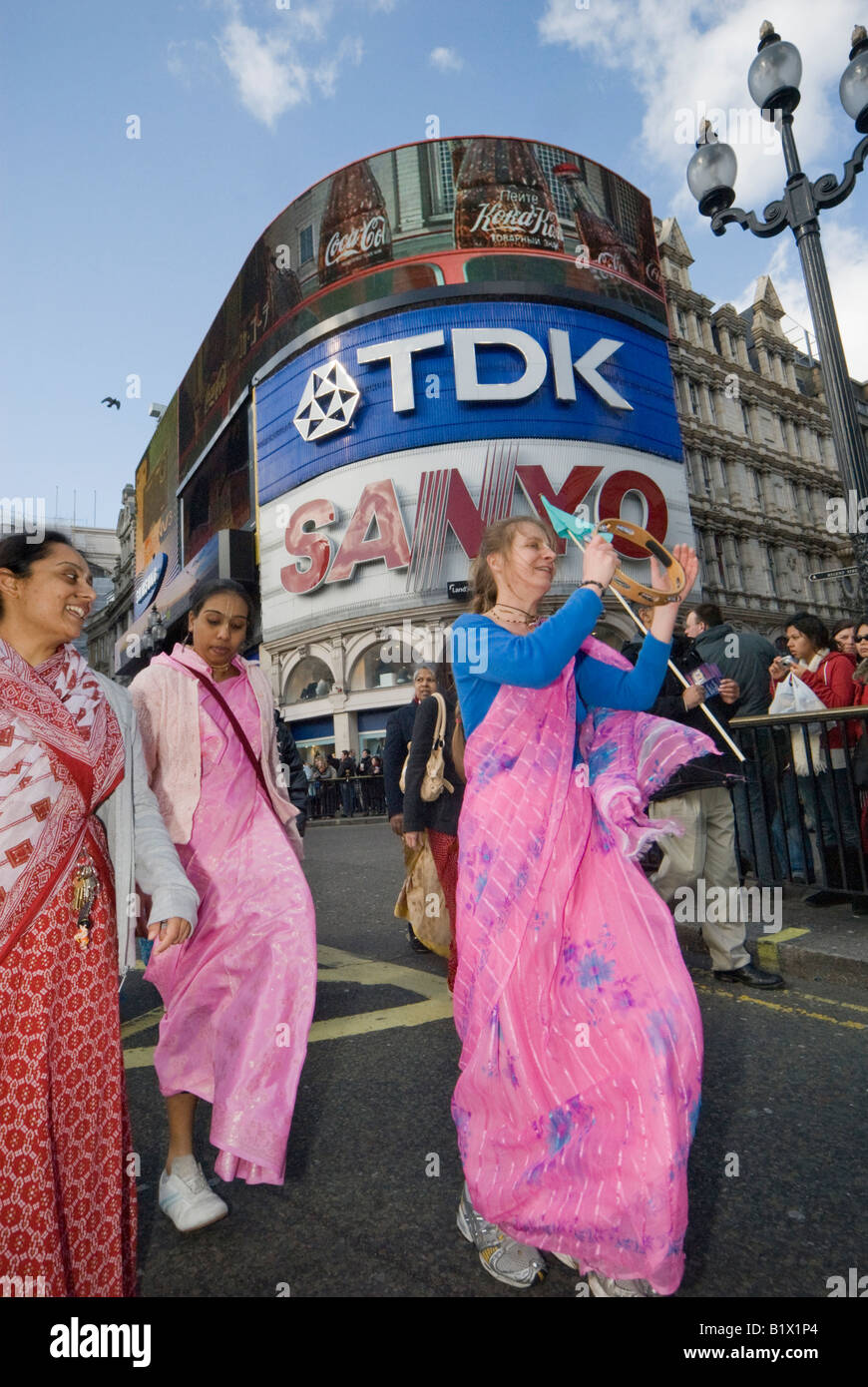 Hare Krishna devotees dance across Piccadilly Circus in Gaura Purnima ...