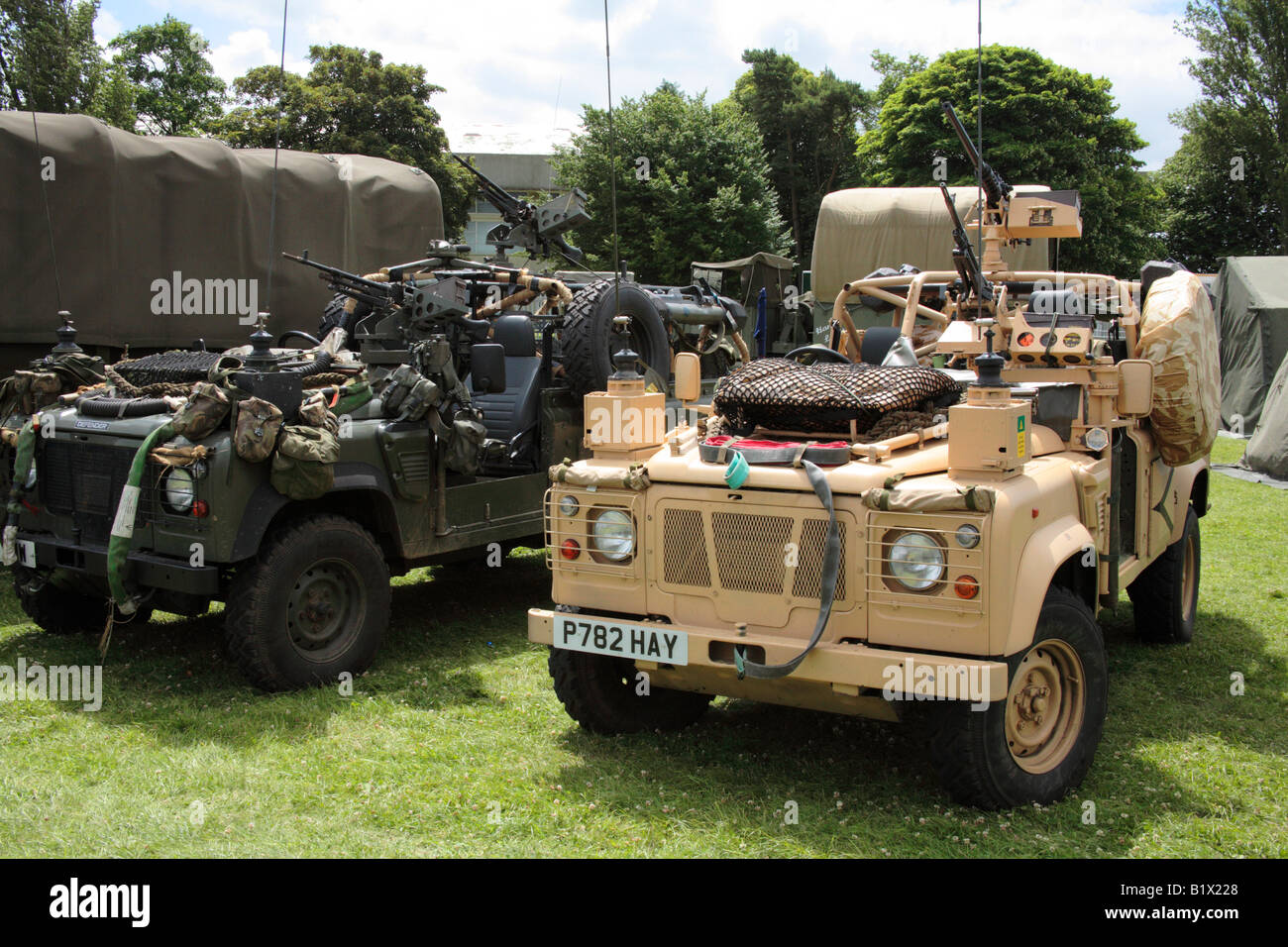 SAS Land rovers with 2 mounted machine guns each military vehicle Stock ...