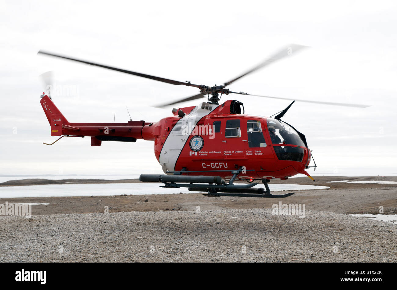 Canadian Coast Guard Helicopter C-GCFU lifting off. Currently assigned ...