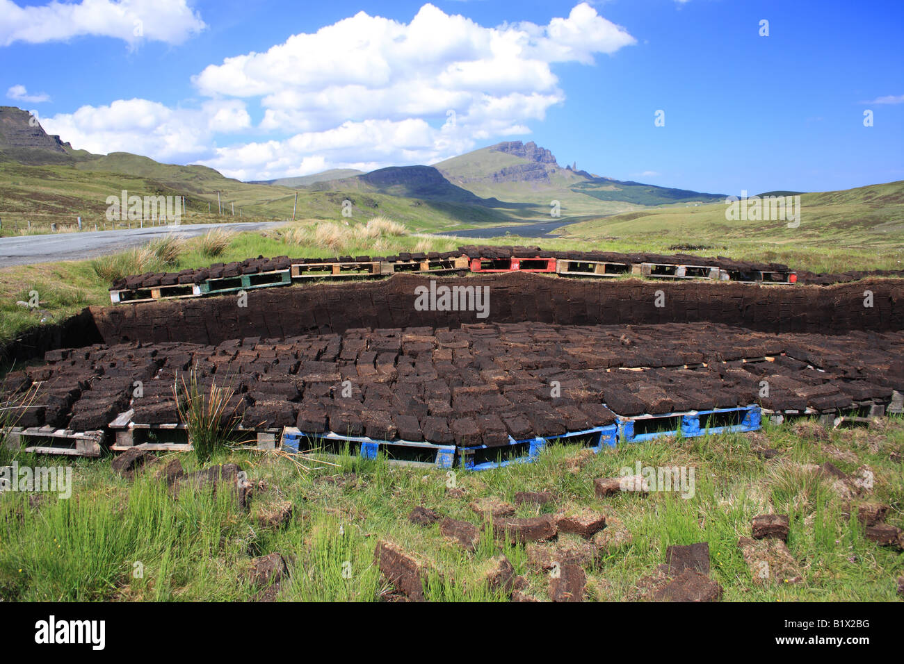Peat Blocks Laid Out and Drying in the Sun Isle of Skye Scotland Stock ...