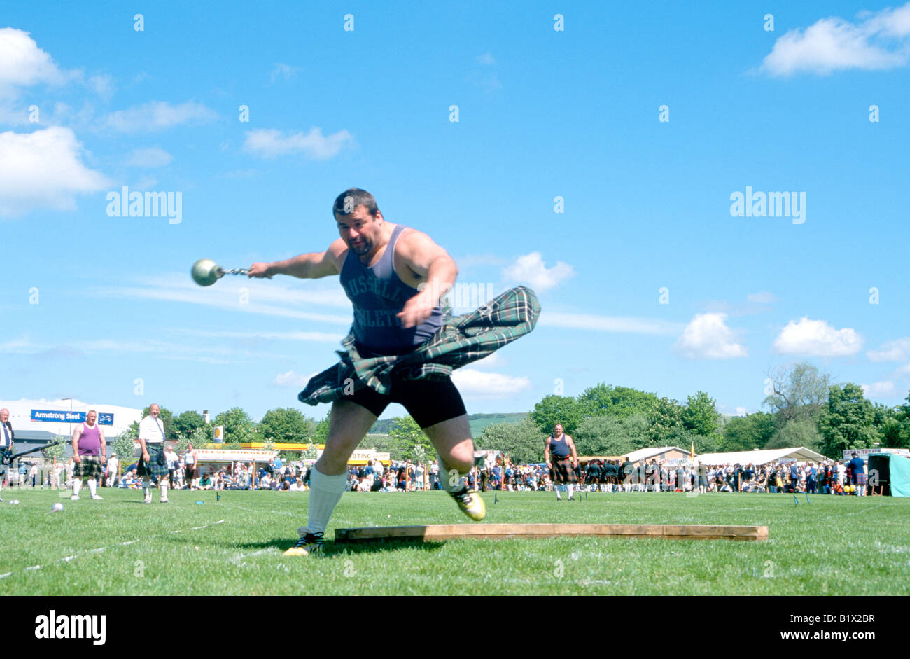 Throwing the Weight event at a Scottish Highland Games event Stock ...