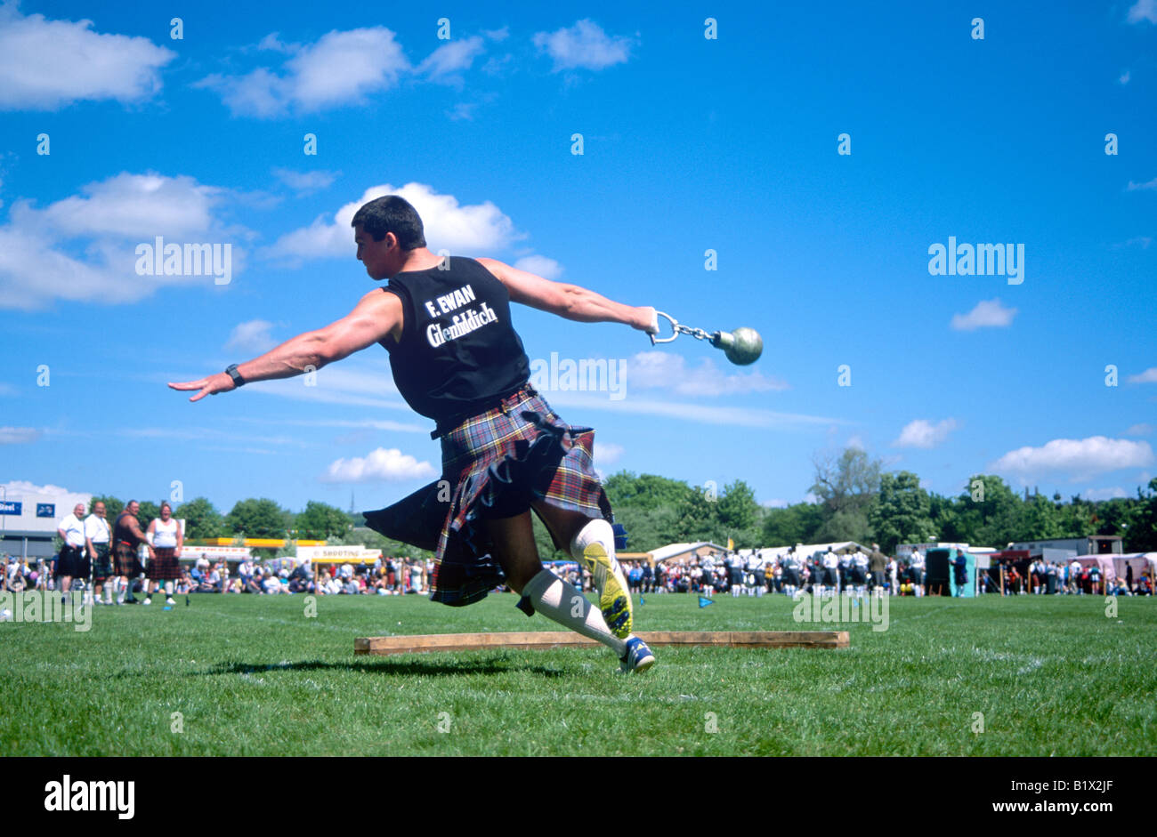 Throwing the Weight event at a Scottish Highland Games event Stock ...