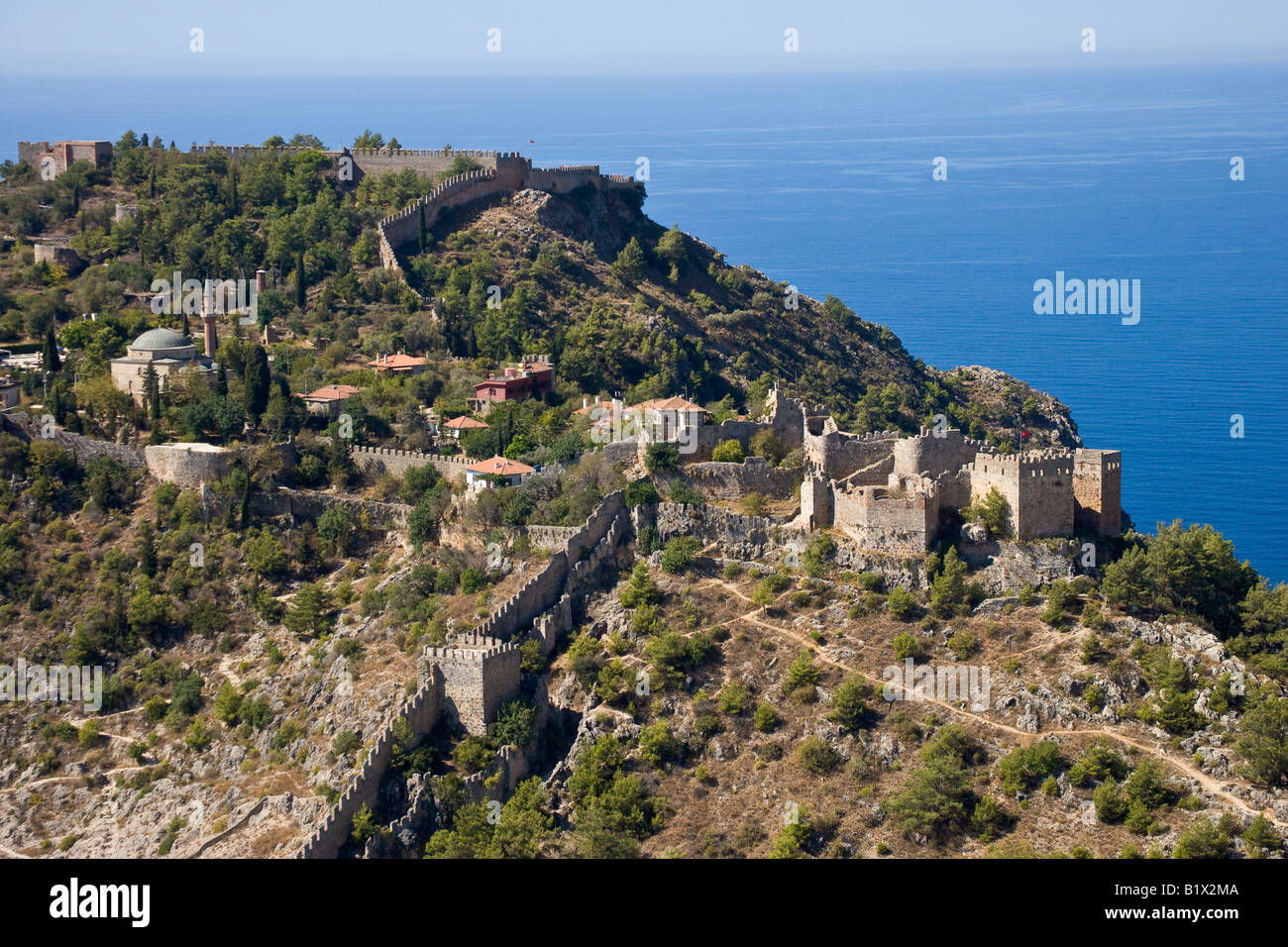 Aerial view of Alanya castle Antalya Turkey Stock Photo - Alamy