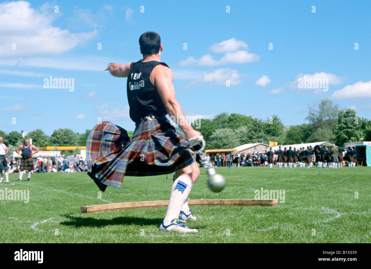 Throwing the Weight event at a Scottish Highland Games event Stock ...
