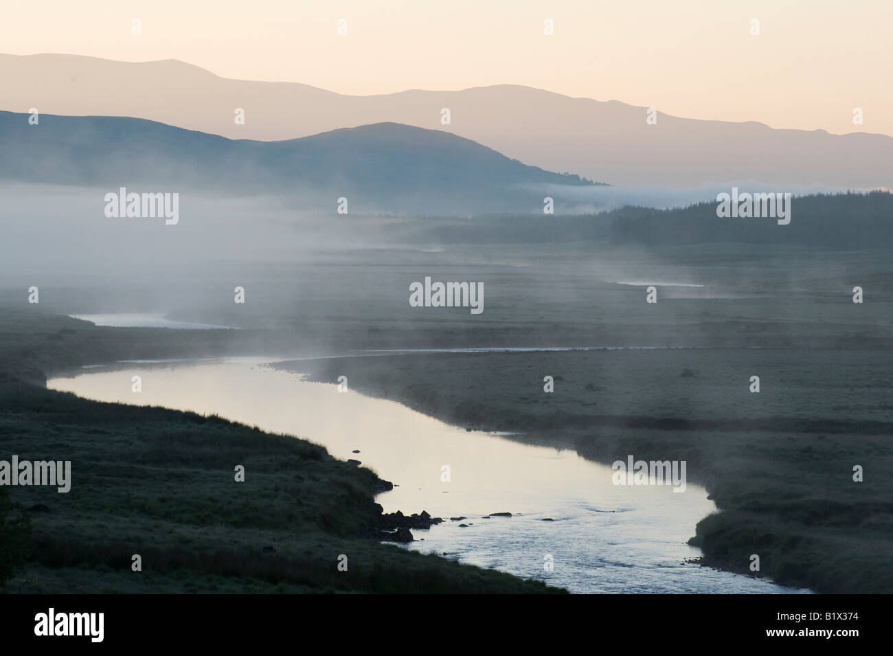 Early morning mist and clouds over Strath Bran, Ross and Cromarty ...