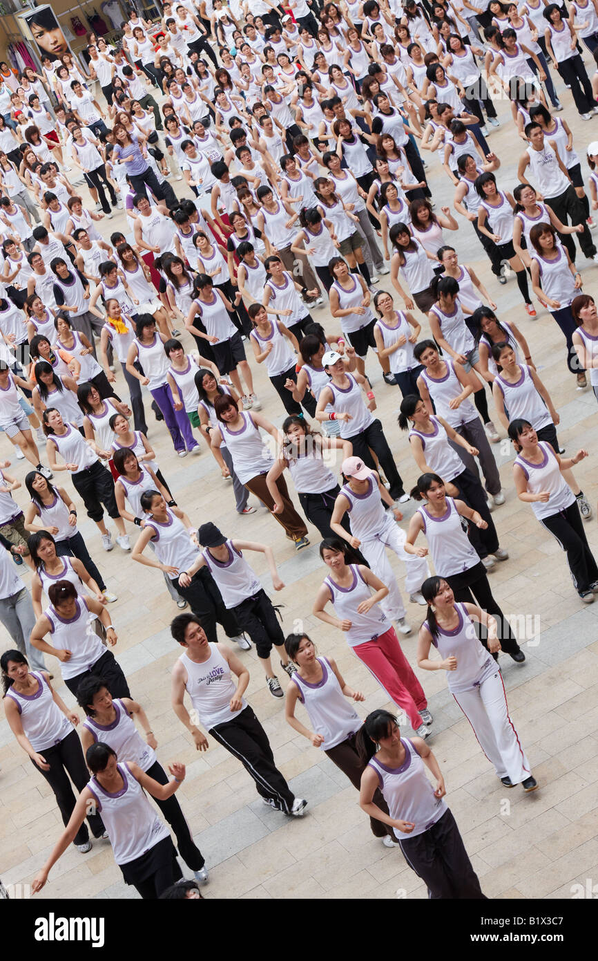 Crowd Of Taiwanese People Doing Aerobic Exercises Stock Photo - Alamy