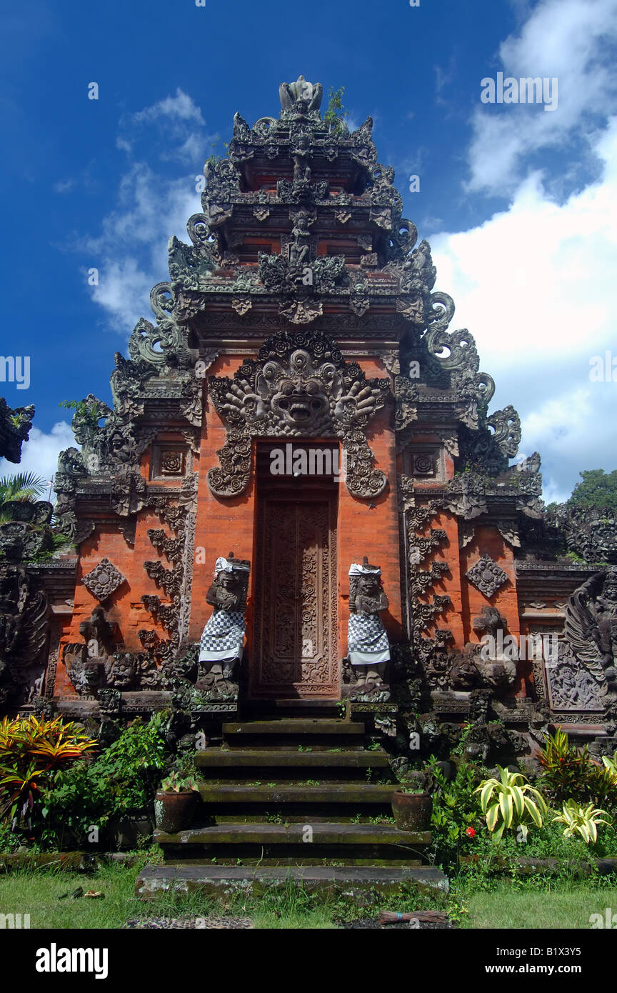 Classic entrance to traditional temple compound Ubud Bali Indonesia No ...