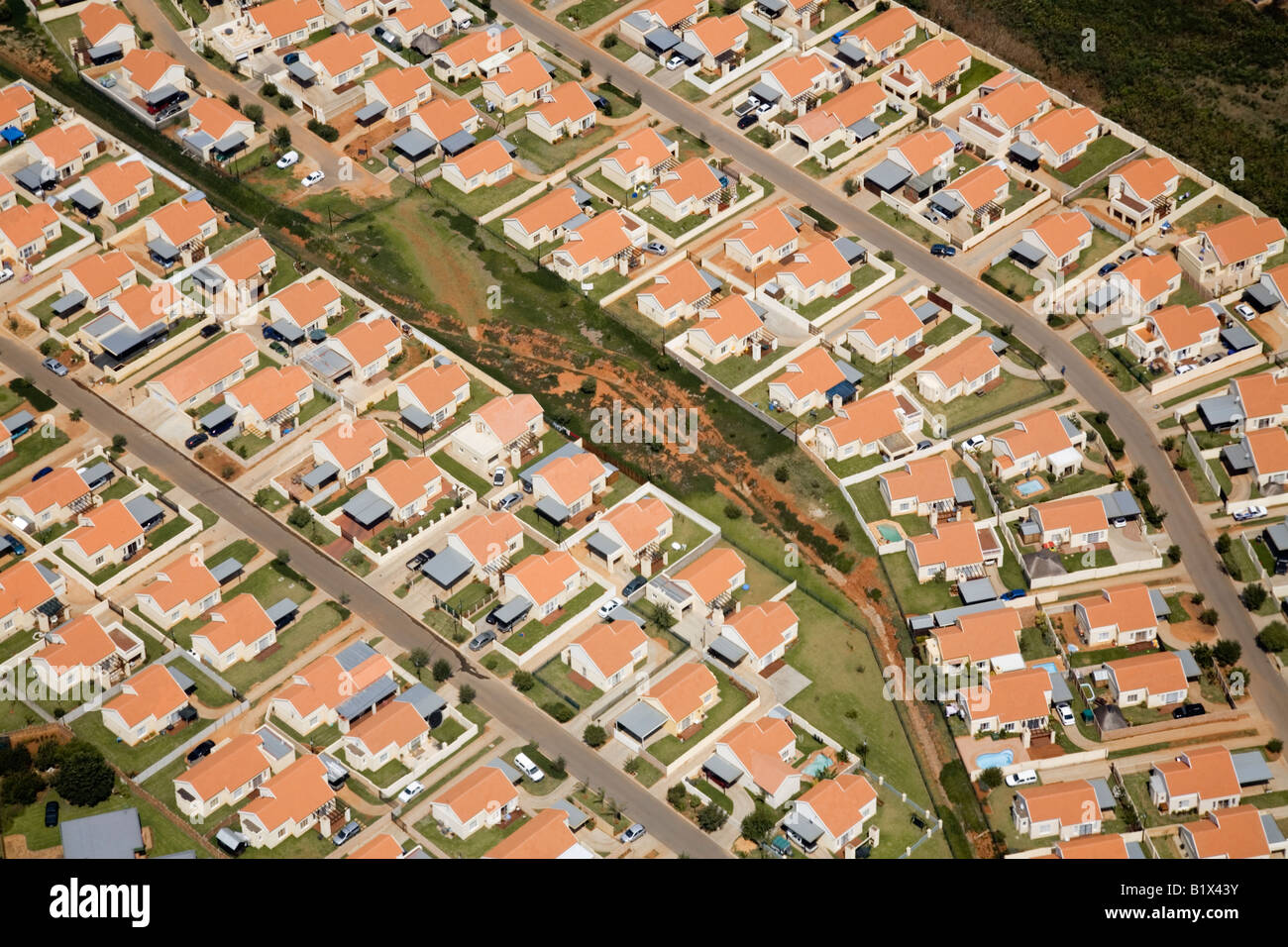 Aerial view suburban houses new modern development area hi-res stock ...