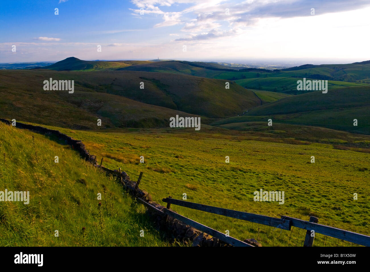 View of the Peak District National Park looking west towards ...