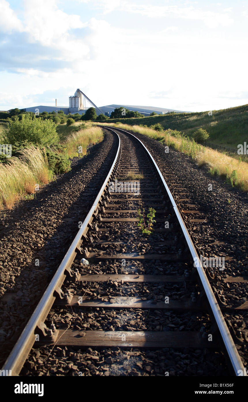 Railway track with factories in background Stock Photo - Alamy