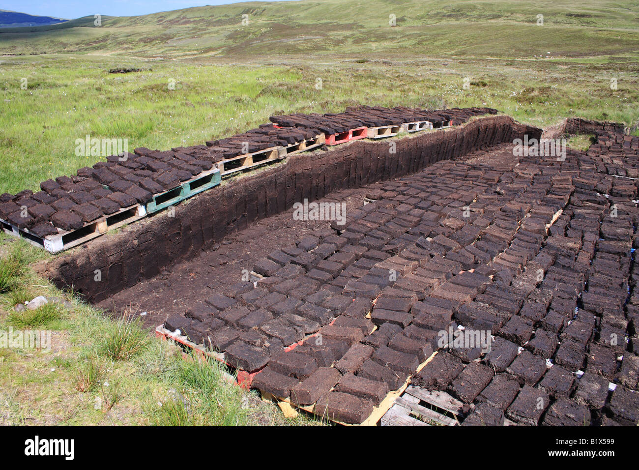 Peat Blocks Laid Out and Drying in the Sun Isle of Skye Scotland Stock ...