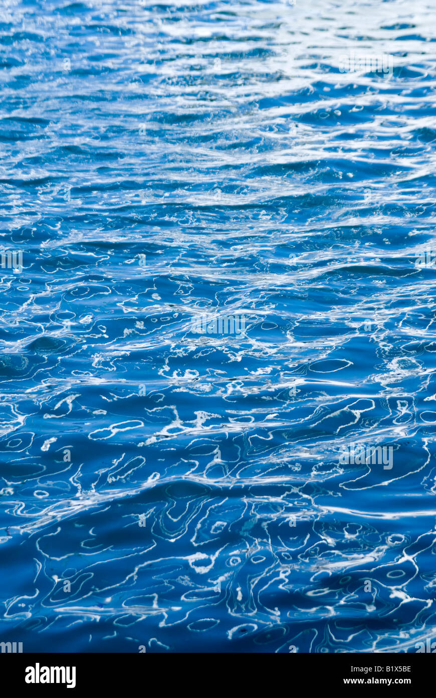Vertical close up of abstract patterns on the water at a marina made by ...