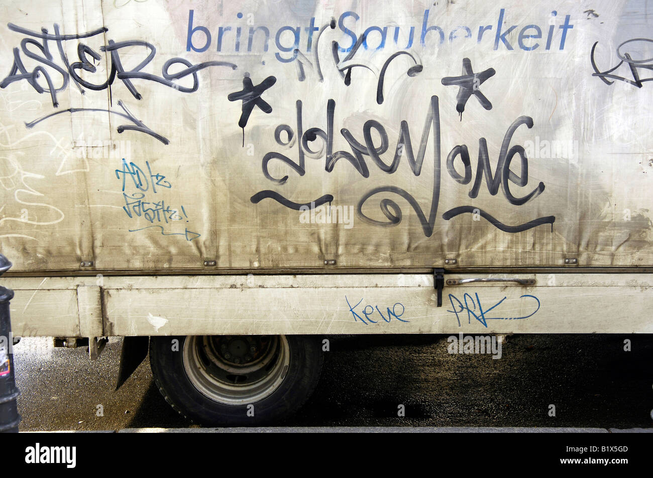 van lorry graffiti tags Berlin vehicle unclean street urban germany ...