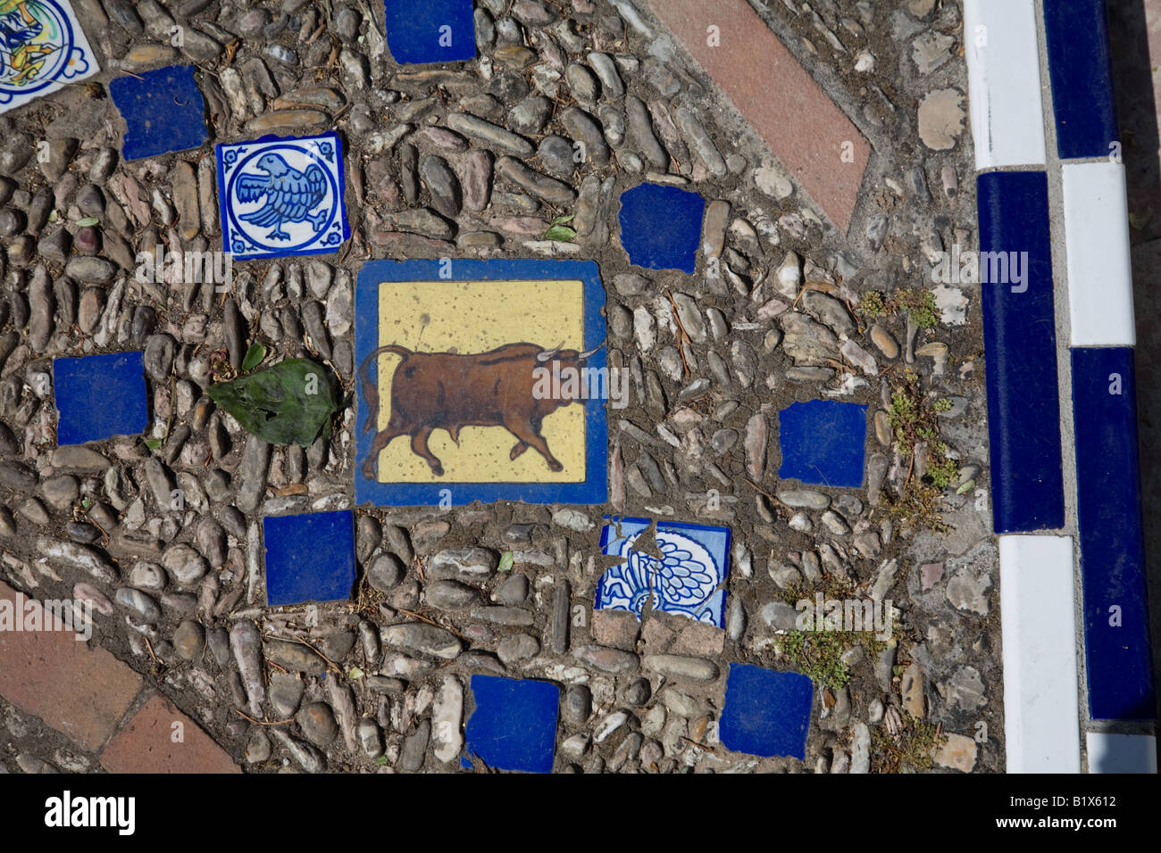 Ornate tiles, Patio Mudejar, Palacio de Mondragon, Ronda, Andalucia ...