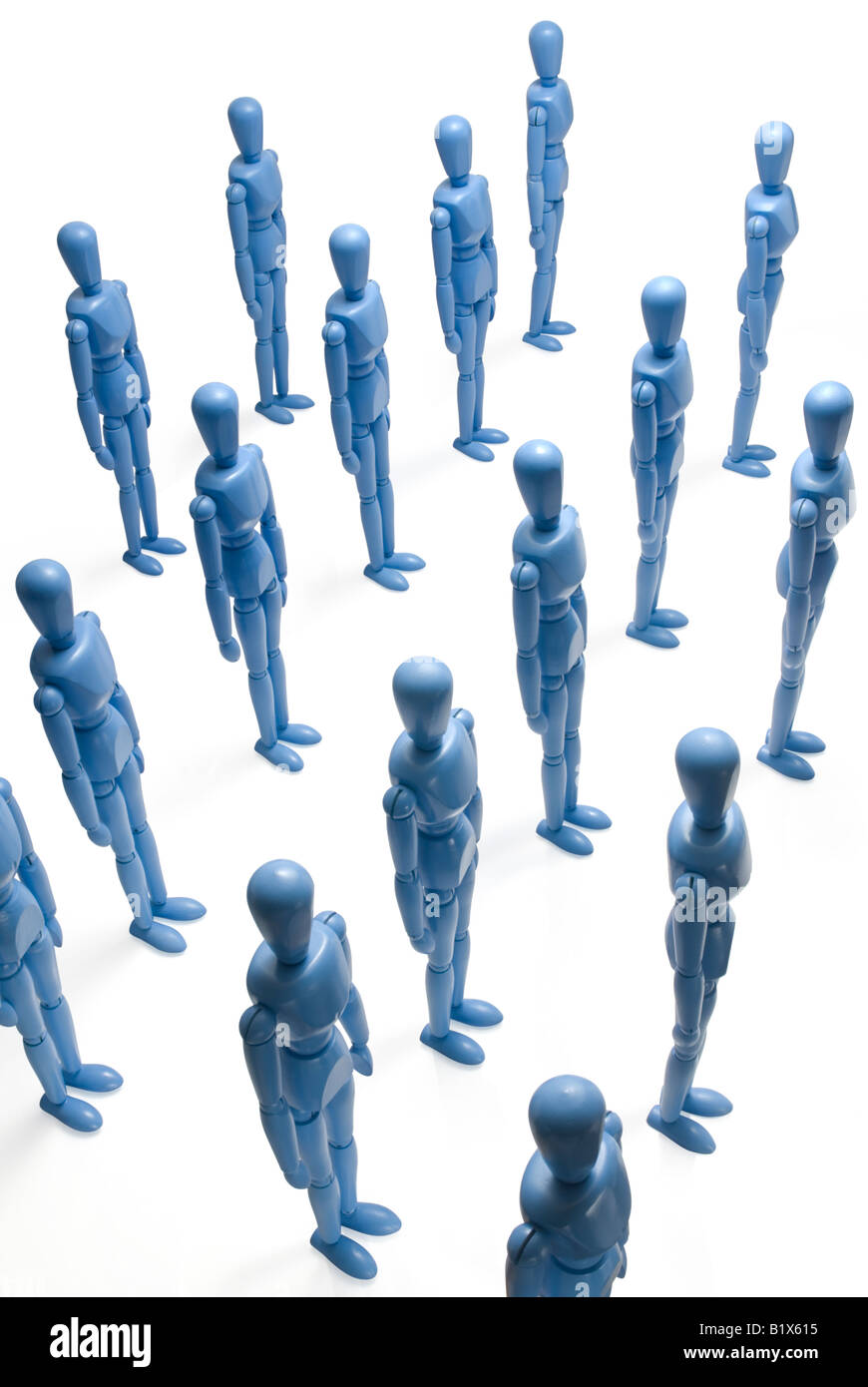 Rows of blue mannequin figures Stock Photo - Alamy