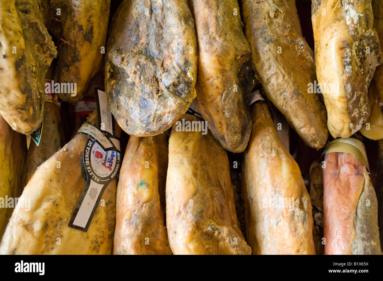 Hanging jamon, Andalucia, Spain Stock Photo - Alamy