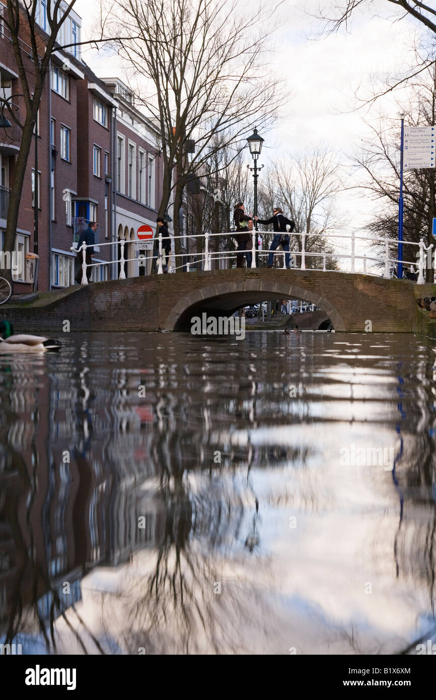 Canal and bridge in Delft. Netherlands Stock Photo - Alamy