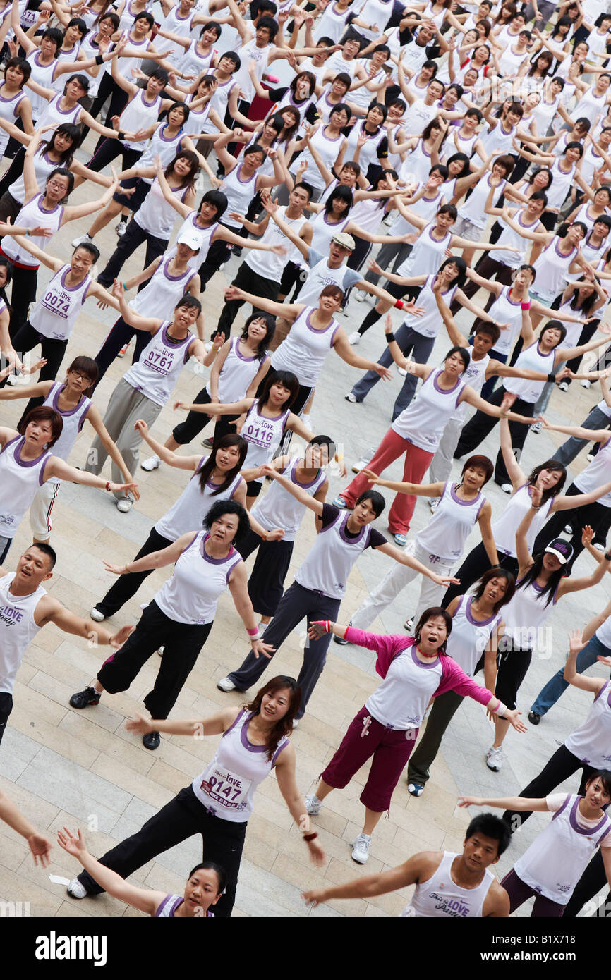 Crowd Of Taiwanese People Doing Aerobic Exercises Stock Photo - Alamy