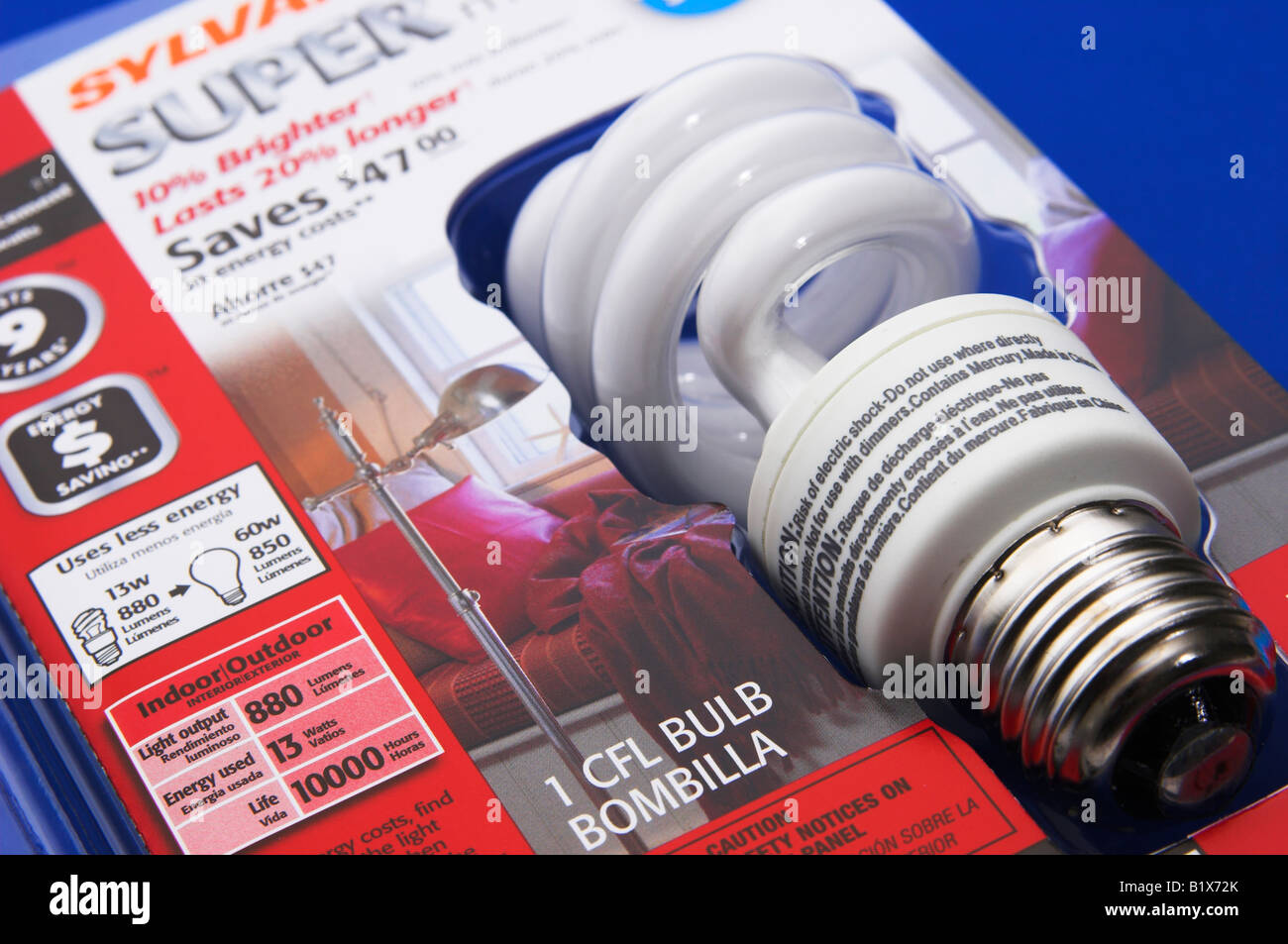 Compact fluorescent light bulb package Stock Photo - Alamy