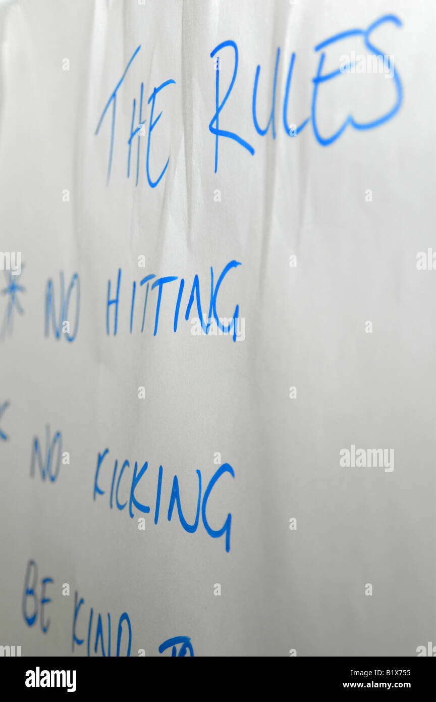 List of rules for child discipline Stock Photo - Alamy