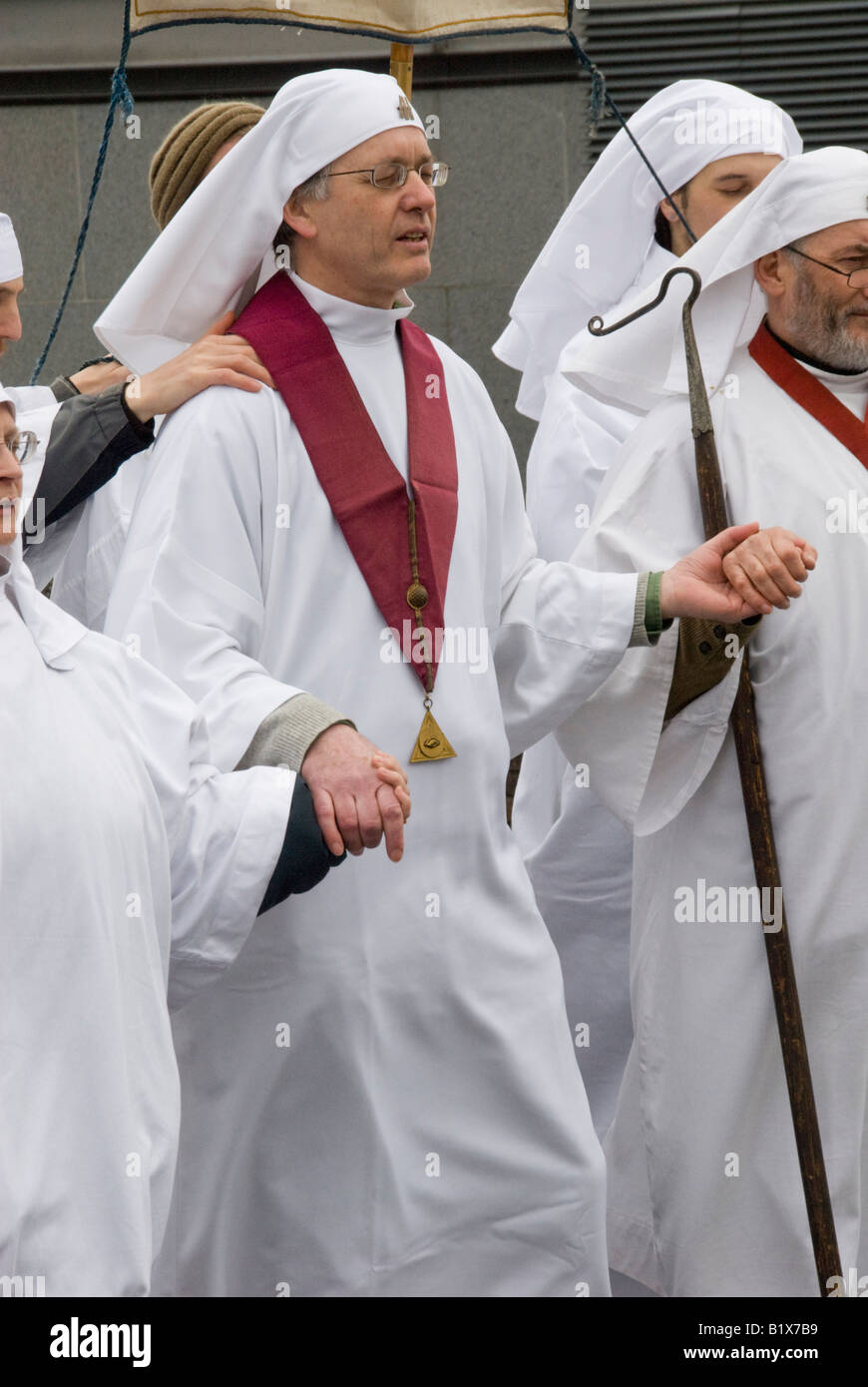 The Druid Order, including the CHief Druid, hold hands in Spring ...