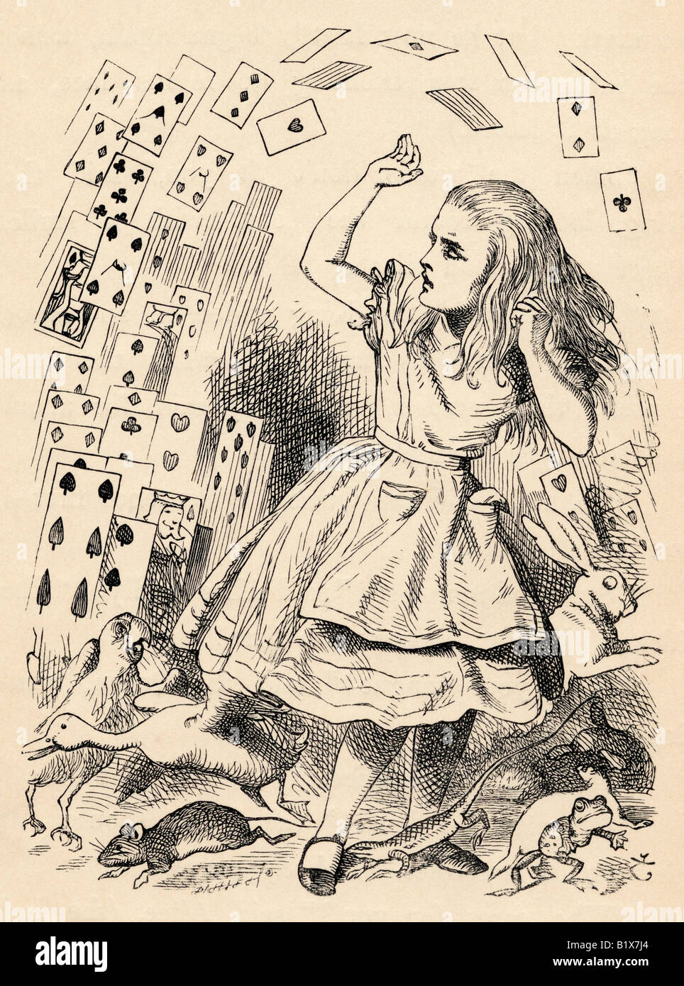 Alice and the Pack of Cards Stock Photo - Alamy