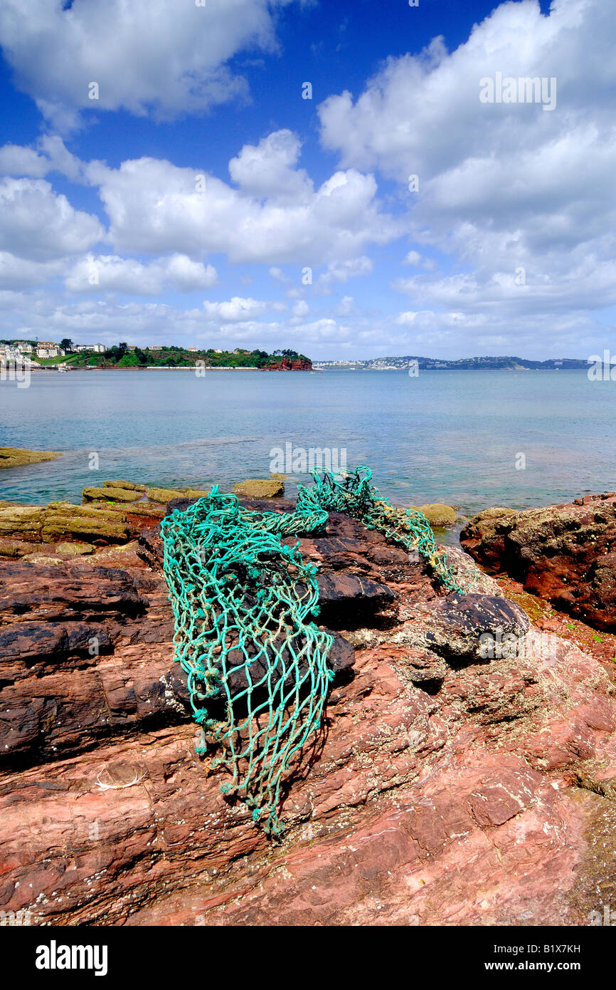 Sea blue sky rocks looking up at the sea seaside hi-res stock ...