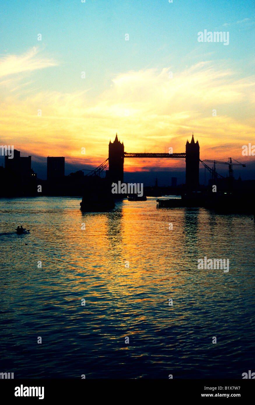 Tower Bridge sunset dusk London silhouette River Thames England UK ...