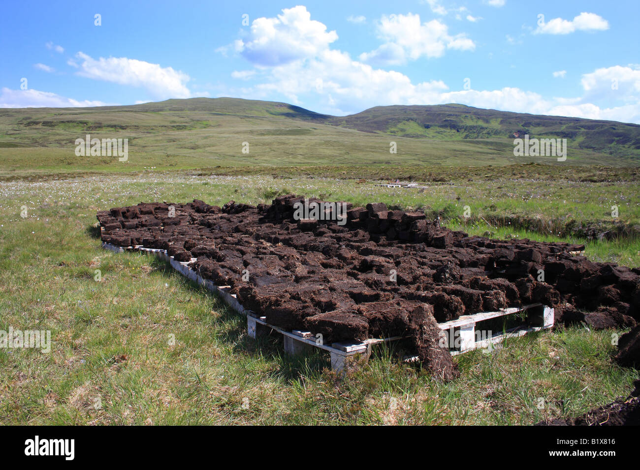 Peat Blocks Laid Out and Drying in the Sun Isle of Skye Scotland Stock ...