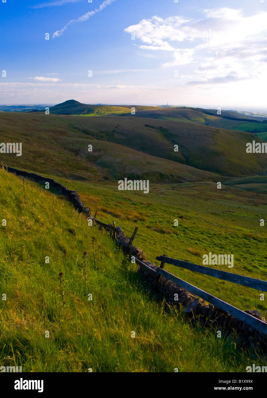 View of the Peak District National Park looking west towards ...
