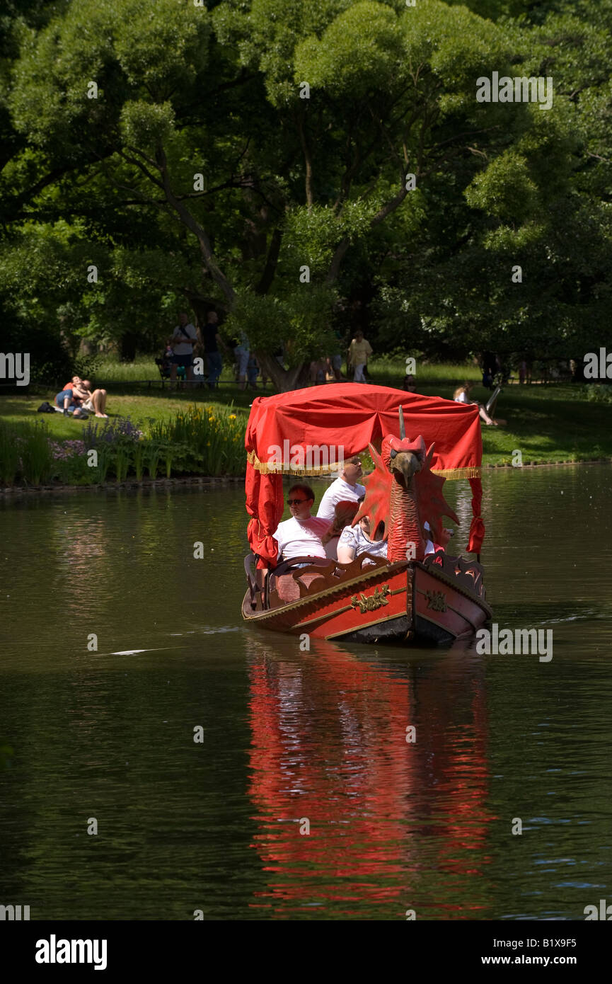 Relaxing ride in gondola on lake Lazienkowski Park Warsaw Poland Stock ...