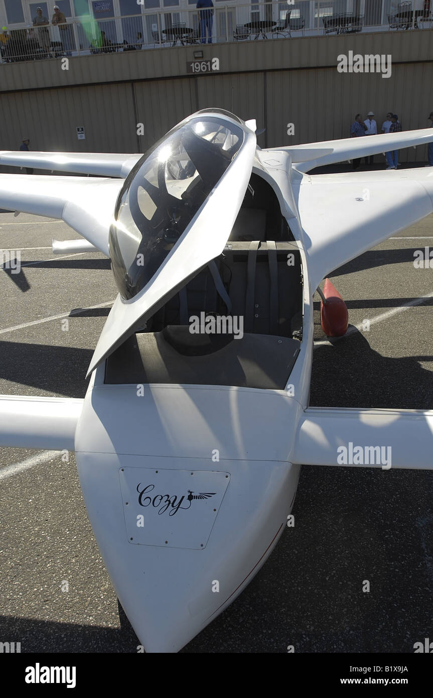 Cozy Mark IV aircraft parked in its standard nose-down position. The ...