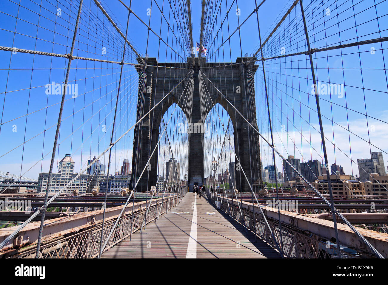Brooklyn bridge walkway - New York City, USA Stock Photo - Alamy