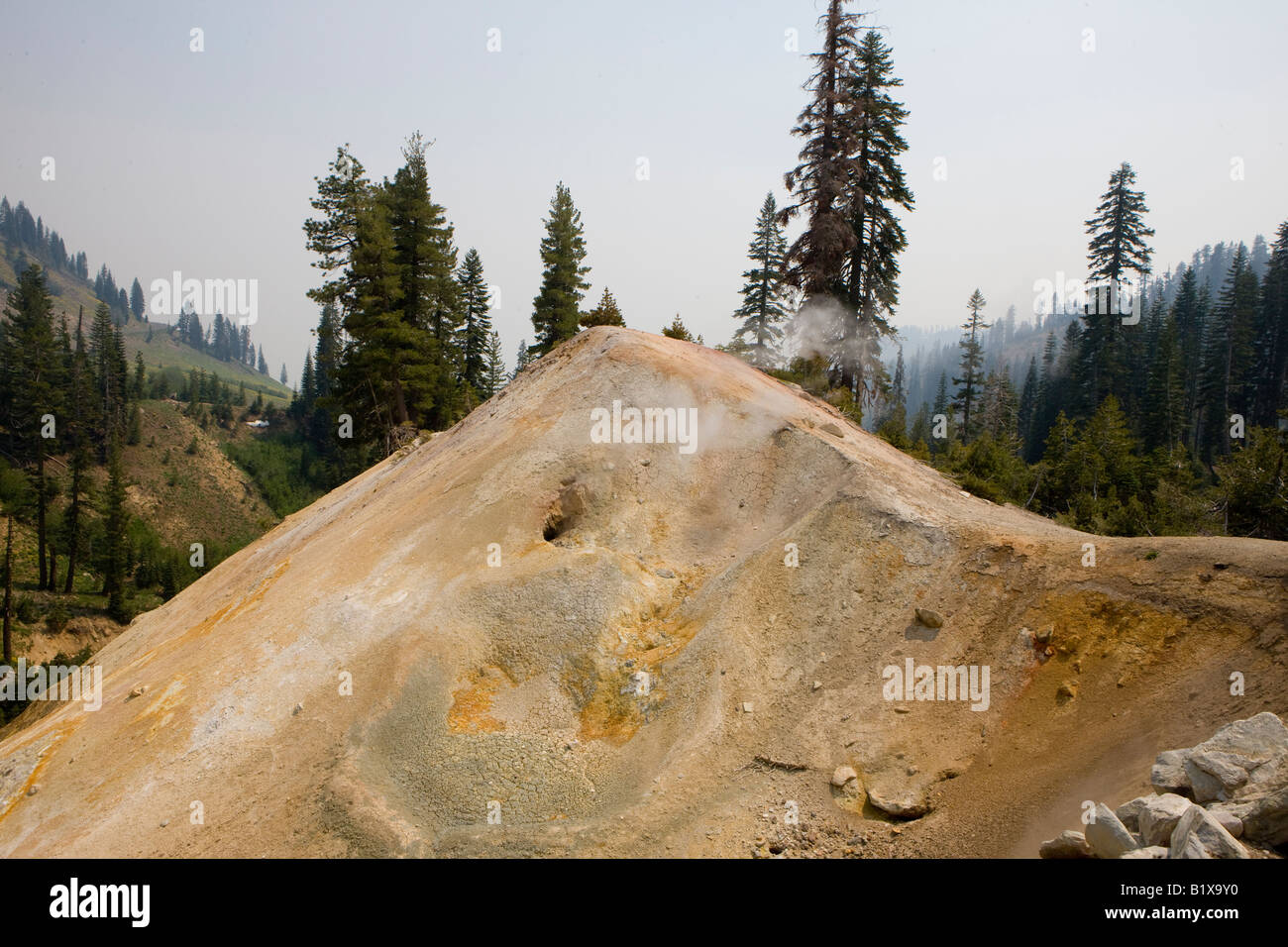 Steam rises from a mound at Sulphur Works, a hydrothermal area in ...
