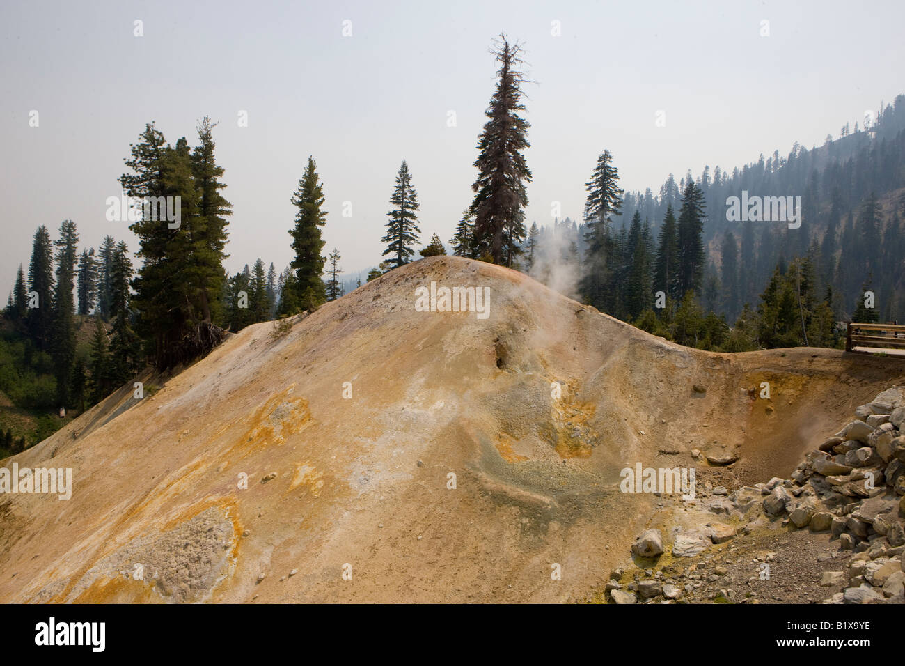 Steam rises from a mound at Sulphur Works, a hydrothermal area in ...