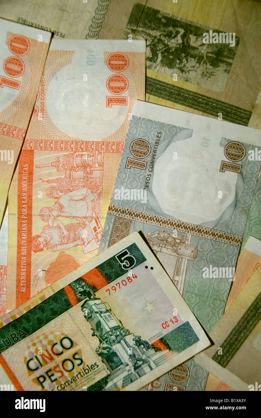Cuban Banknotes pesos convertibles Stock Photo - Alamy