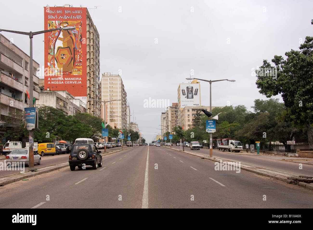 Centre of Maputo, Mozambique, with advertising murals on high rise ...