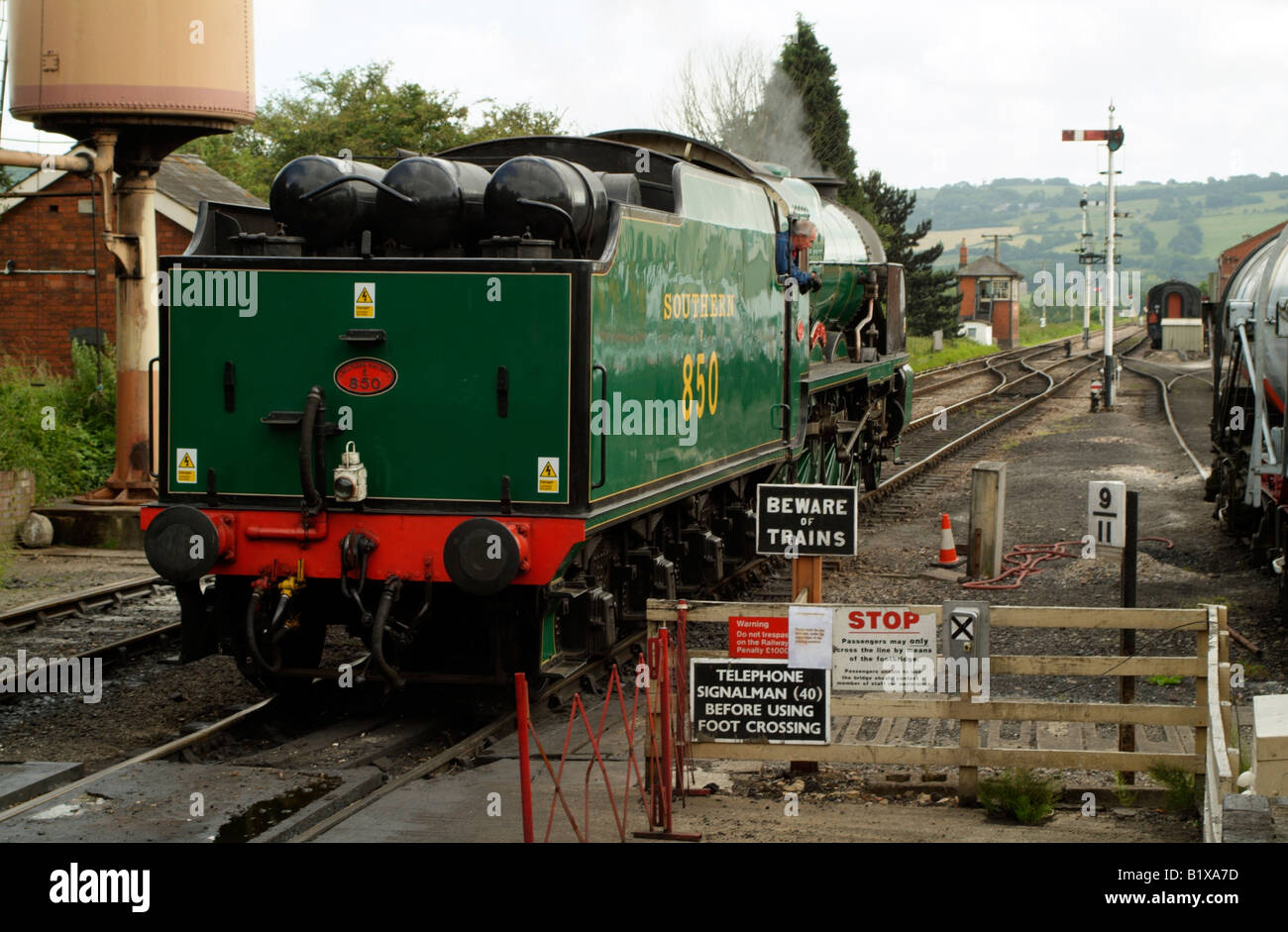 Steam locomotive the Lord Nelson engine at Toddington in the Cotswolds ...