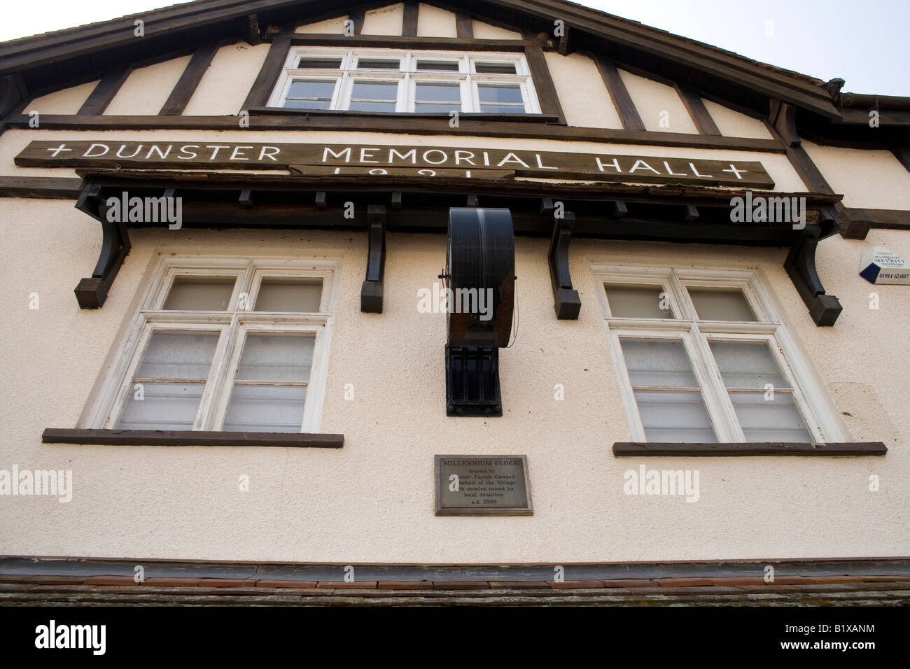Front of medieval memorial hall in Dunster Stock Photo - Alamy