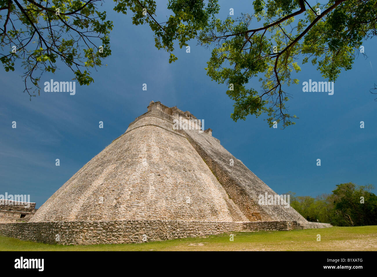 The Pyramid of the magician at the ancient Mayan ruins of Uxmal Mexico ...