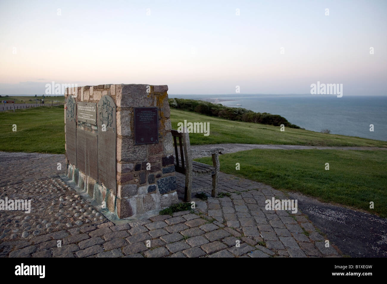 Bench and memorial, Beachy Head, East Sussex, England Stock Photo - Alamy