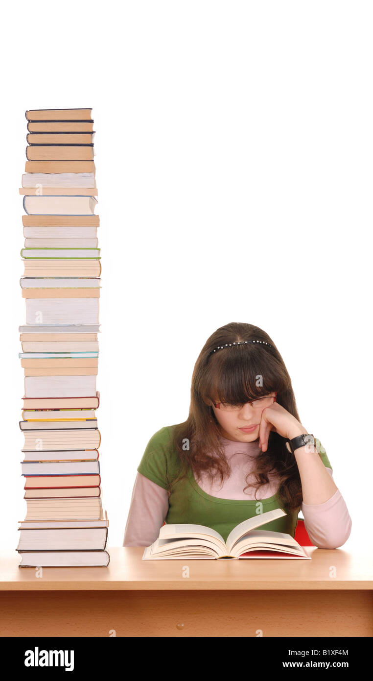 Girl and Books Stock Photo - Alamy
