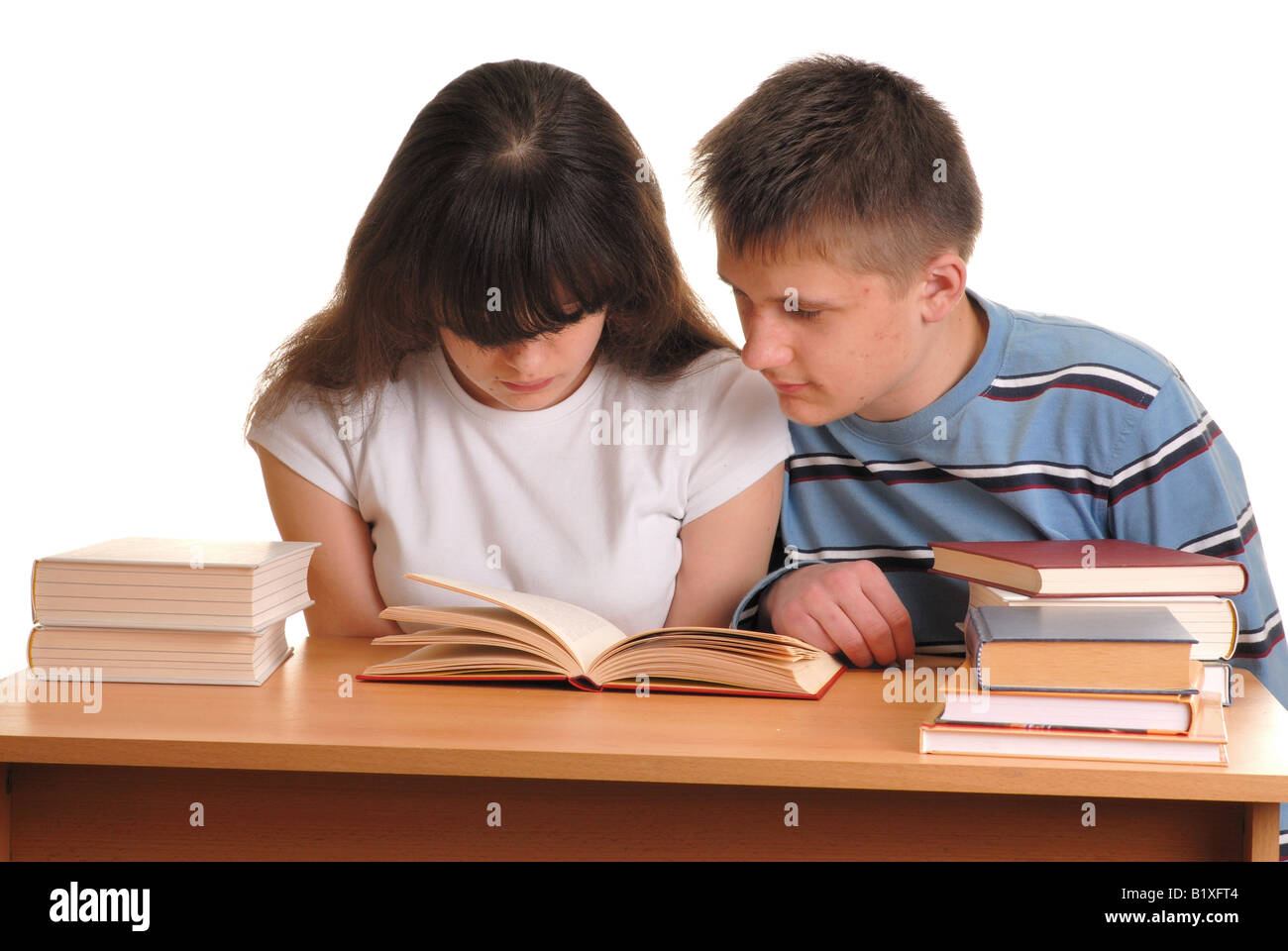 Boy And Girl Reading Stock Photo - Alamy