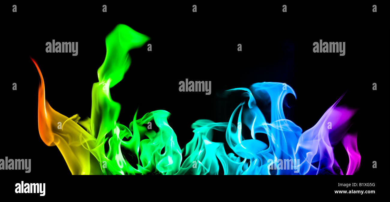 long colorized fire shot in panorama format Stock Photo - Alamy