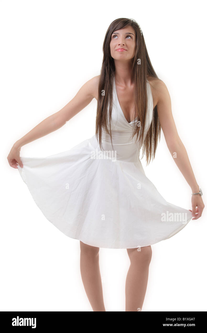 Attractive female performing curtsey Stock Photo - Alamy
