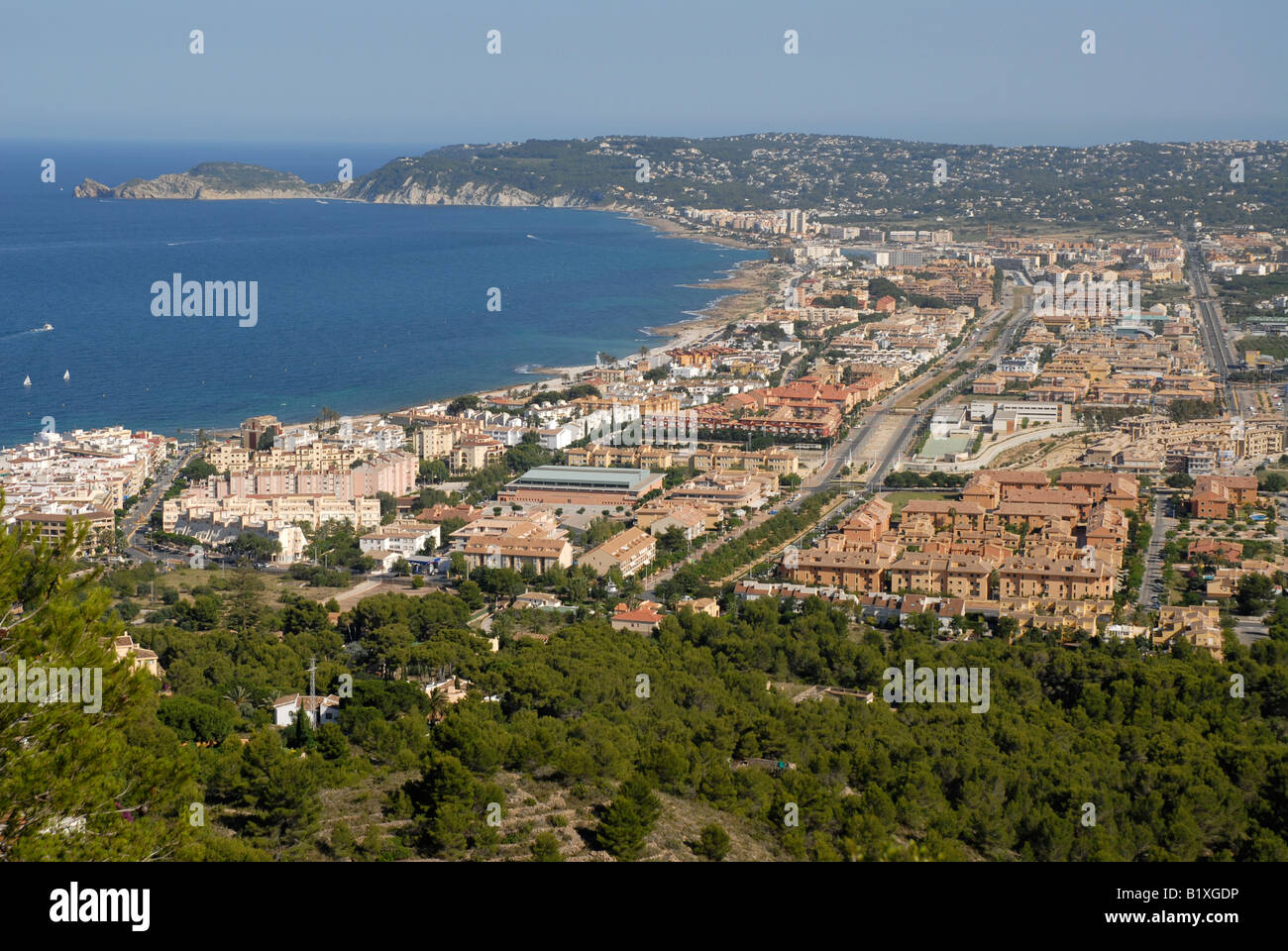 view from La Plana over Bay of Javea to Arenal area and Cap Prim, Javea ...
