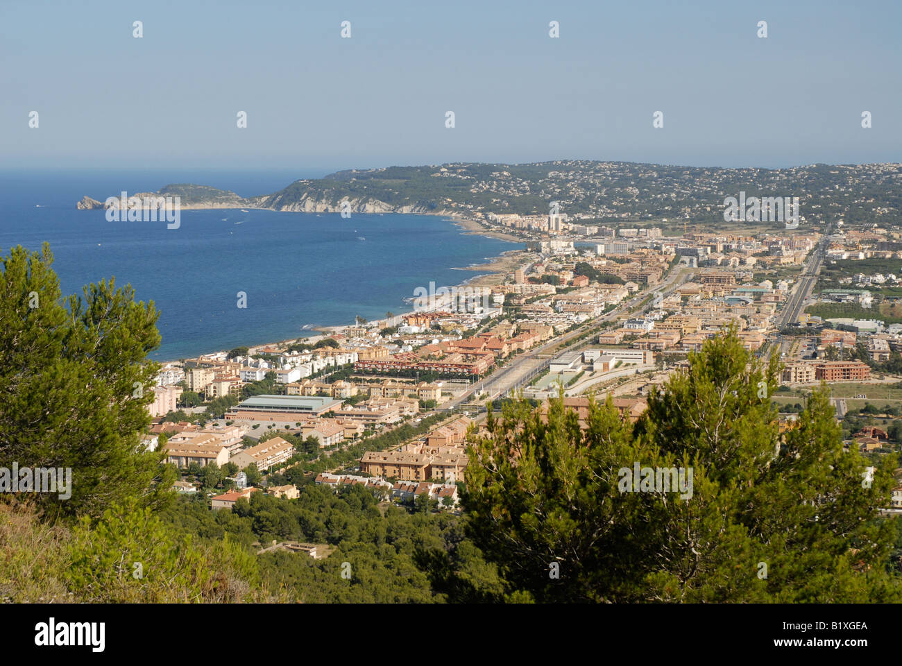 view from La Plana over Bay of Javea to Arenal area and Cap Prim, Javea ...