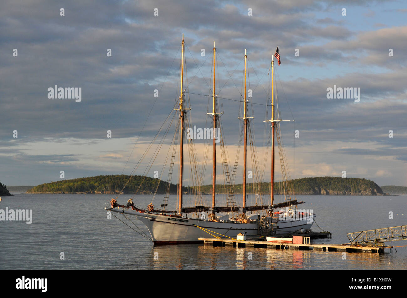 A sailing ship at dock in Bar Harbor, Maine, United States Stock Photo ...