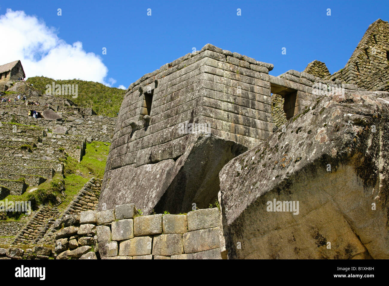 Construction detail at Machu Picchu ancient Inca city ruins at the ...