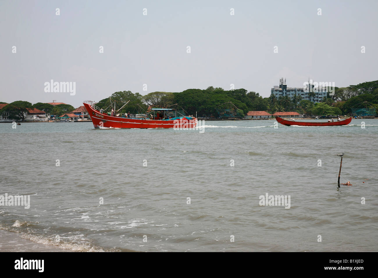 Fishing boat at the backwater of Fort Kochi,Kerala,India Stock Photo ...